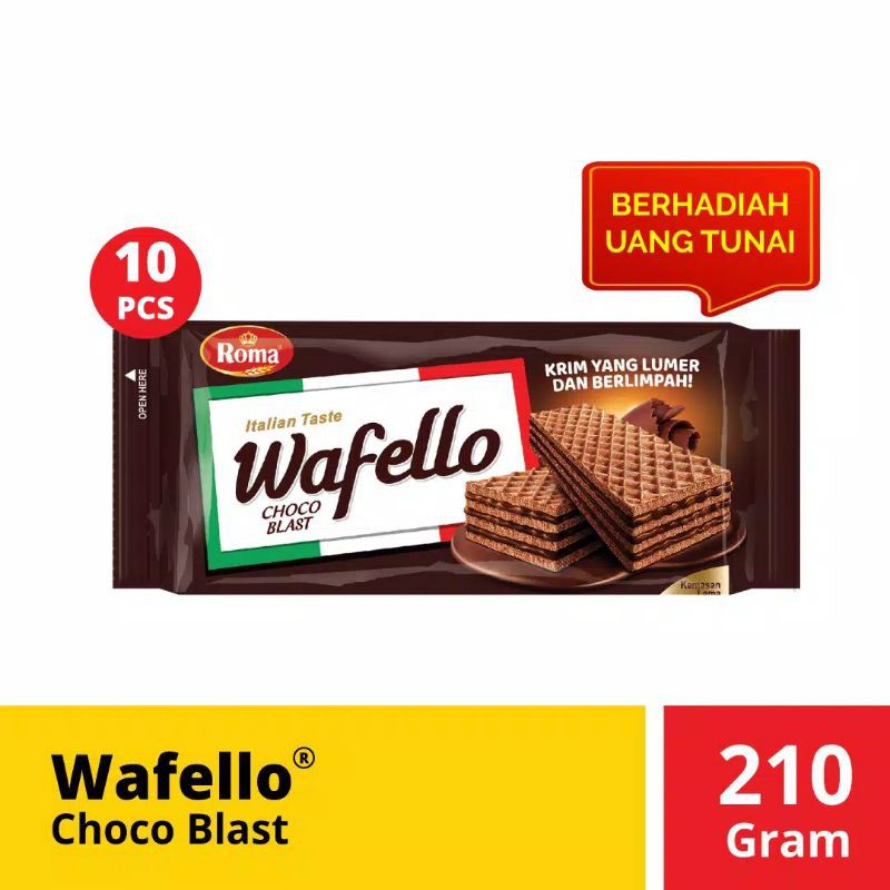 Jual WAFELLO WAFER COKLAT / CARAMEL 17gr X 10PCS | Shopee Indonesia