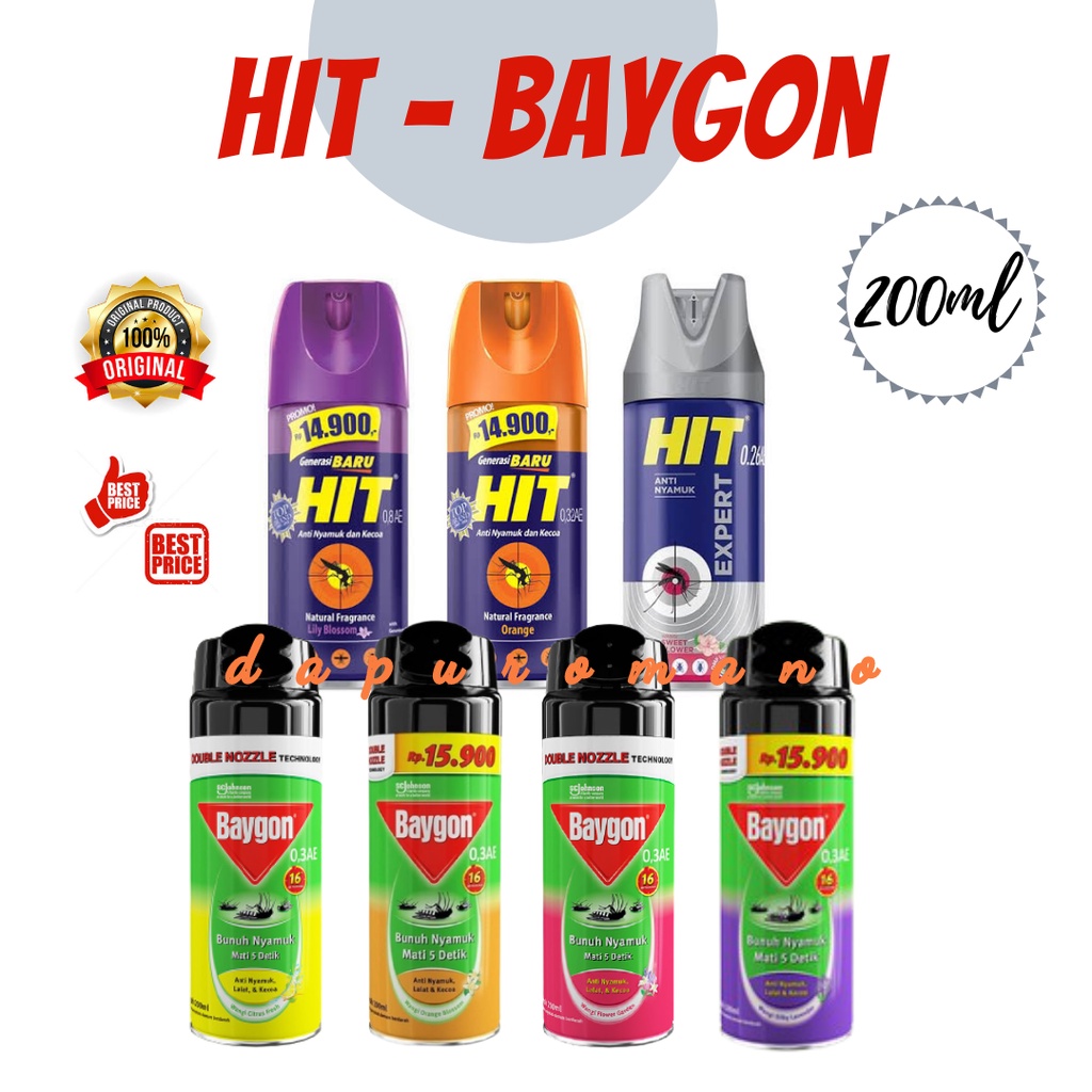 Jual HIT / Baygon Aerosol Kemasan Ekonomis 200 ML | Shopee Indonesia