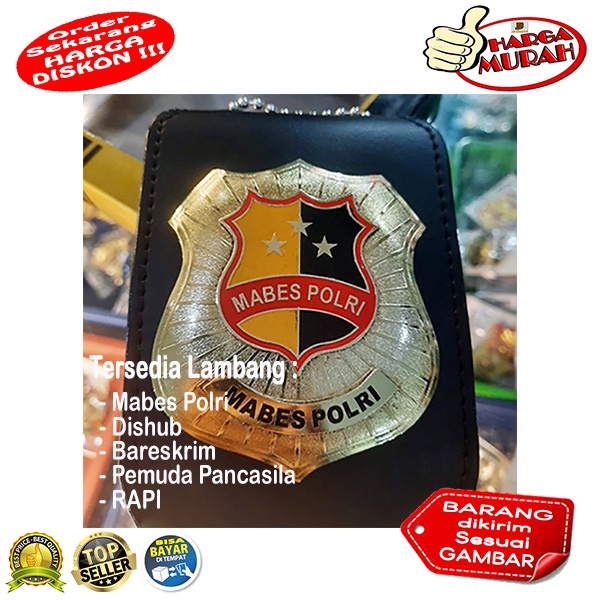 Jual Tempat Id Card KTA Mabes Polri Tali Gantung Kalung Rantai Kulit ...