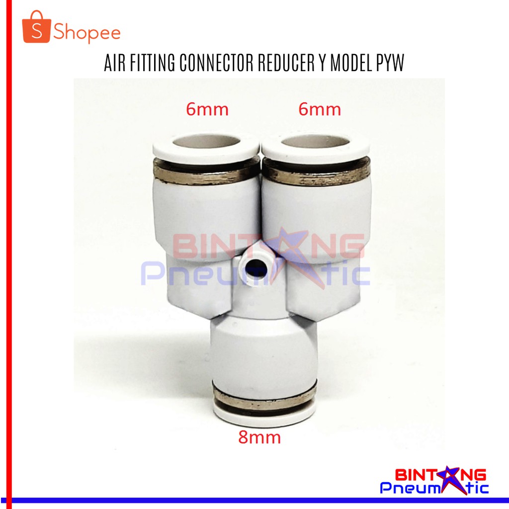 Jual PYW 6-6-8 FITTING CONNECTOR ANGIN Y REDUCER | Shopee Indonesia