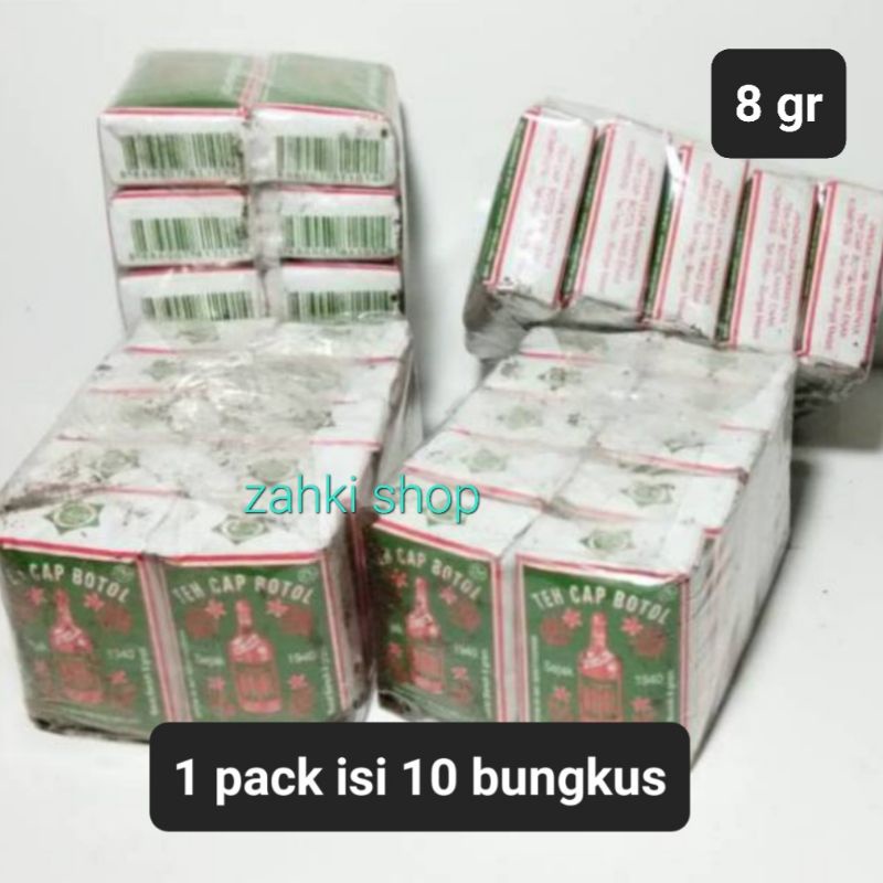 Jual Teh botol tubruk teh cap botol hijau 8 gr 1 pack isi 10 bungkus ...