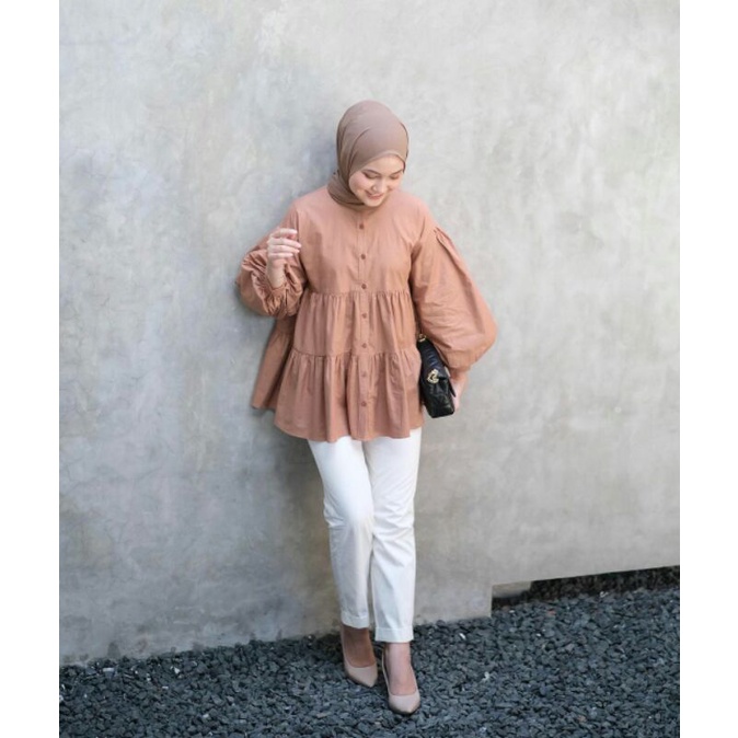 Jual SONYA BLOUSE Lengan Bishop Blouse Polos Lengan Panjang Blouse ...