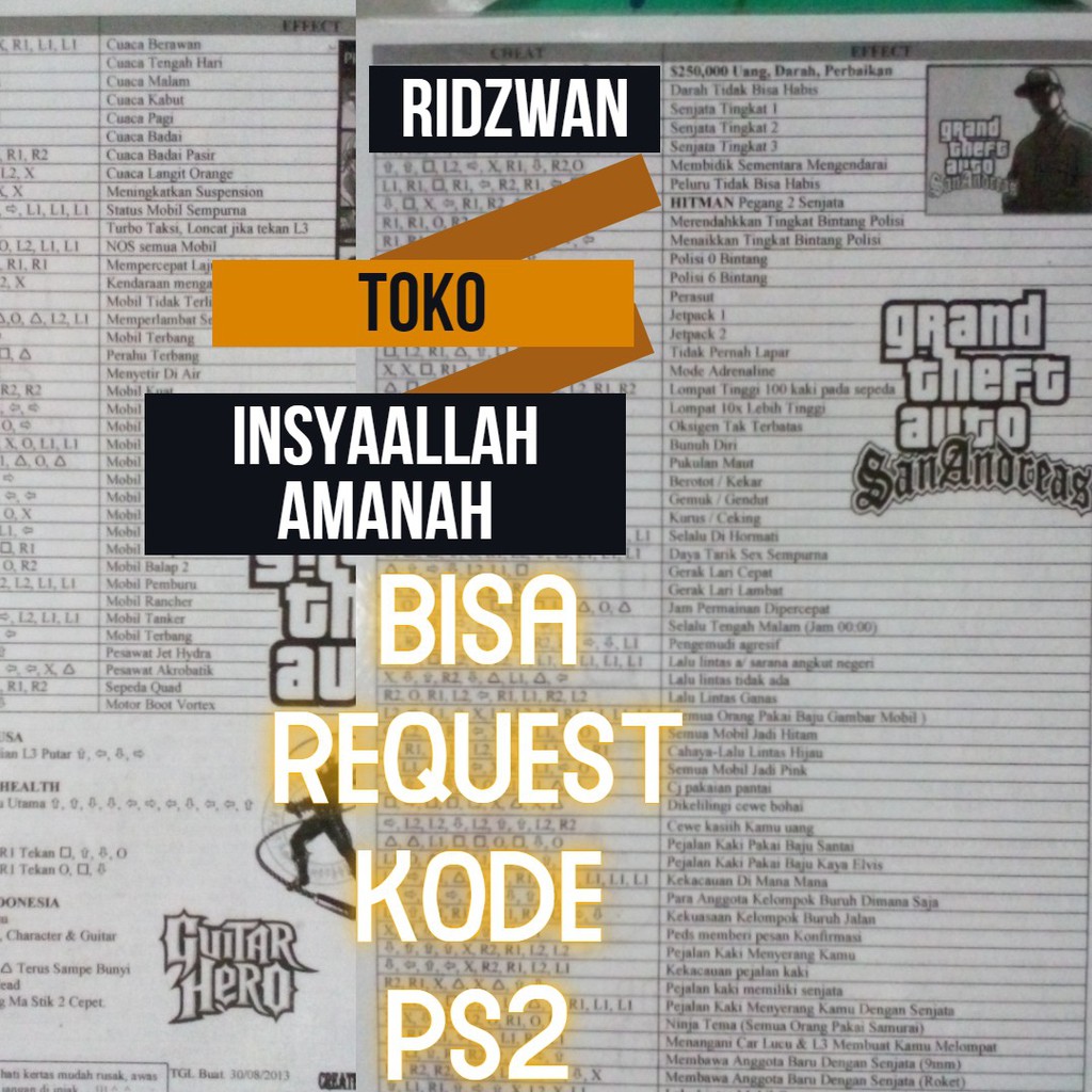 Jual kode gta ps2 kode sdh dilapisi plastik (laminating) | Shopee Indonesia