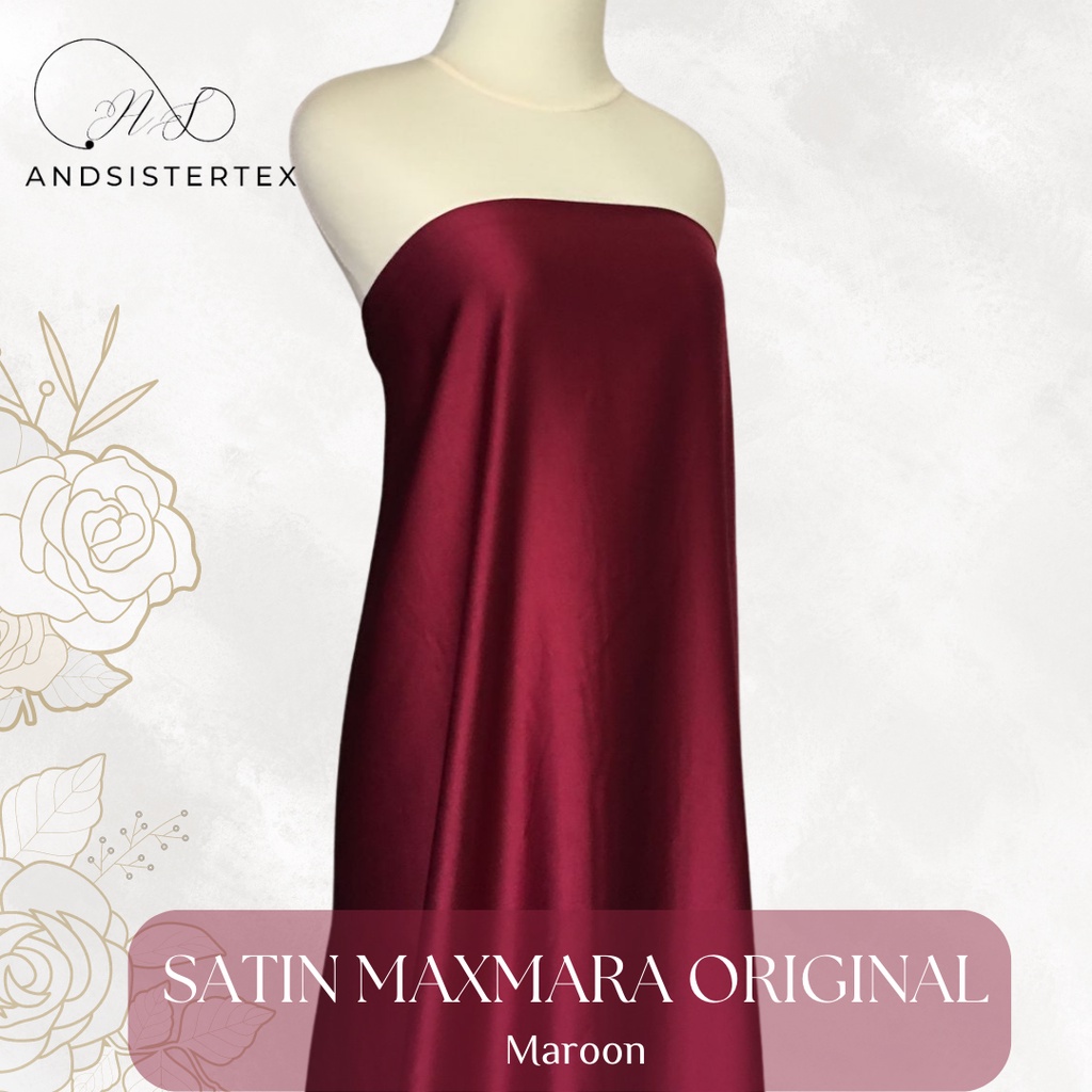 Jual Bahan Kain Satin Maxmara Pure Silk Original warna Merah Maroon ...