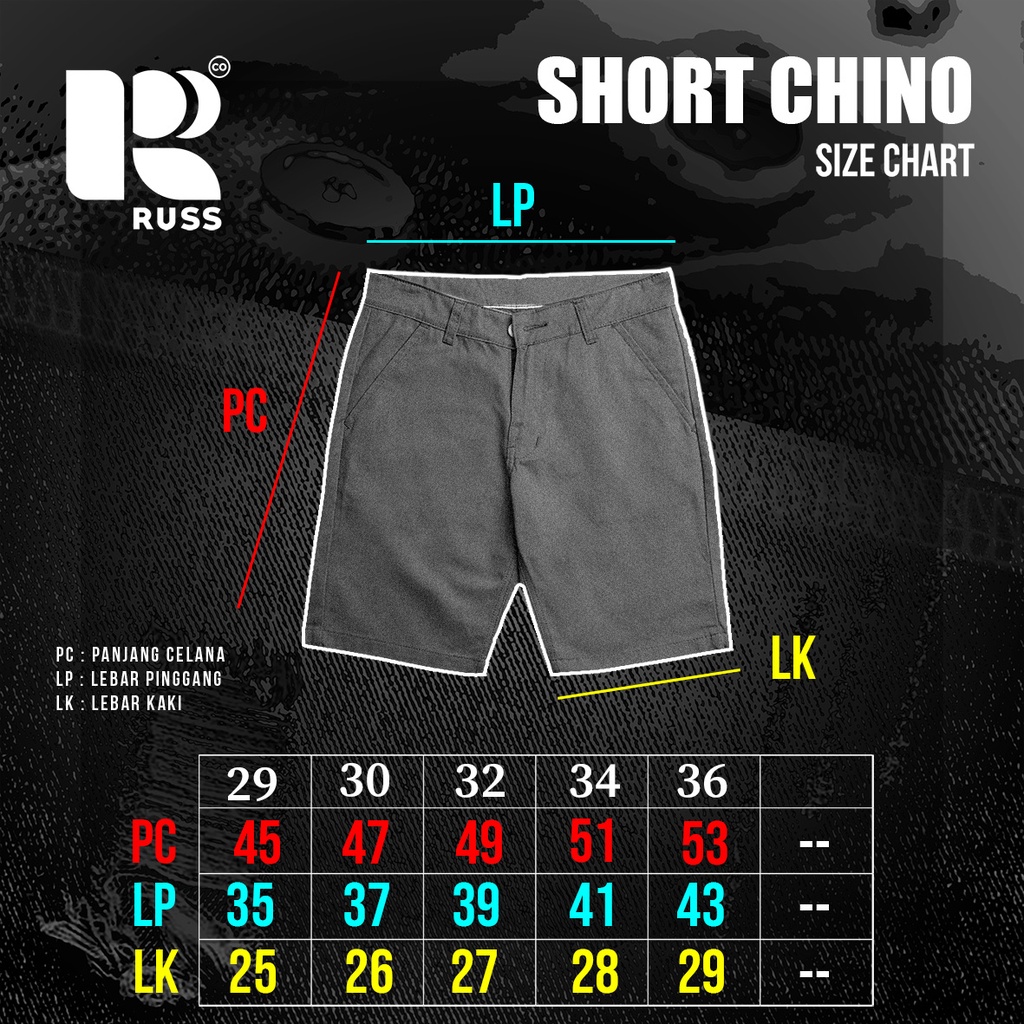 Jual Russ Pants Celana Chino Pendek Pria Suspect Black ( Up To Big Size ...