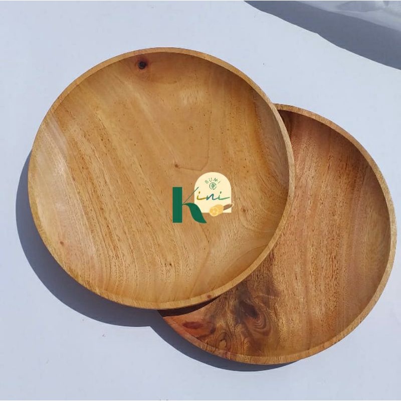 Jual Piring Kayu Mahoni Wooden Plate Piring Makan Kinibumi | Shopee ...