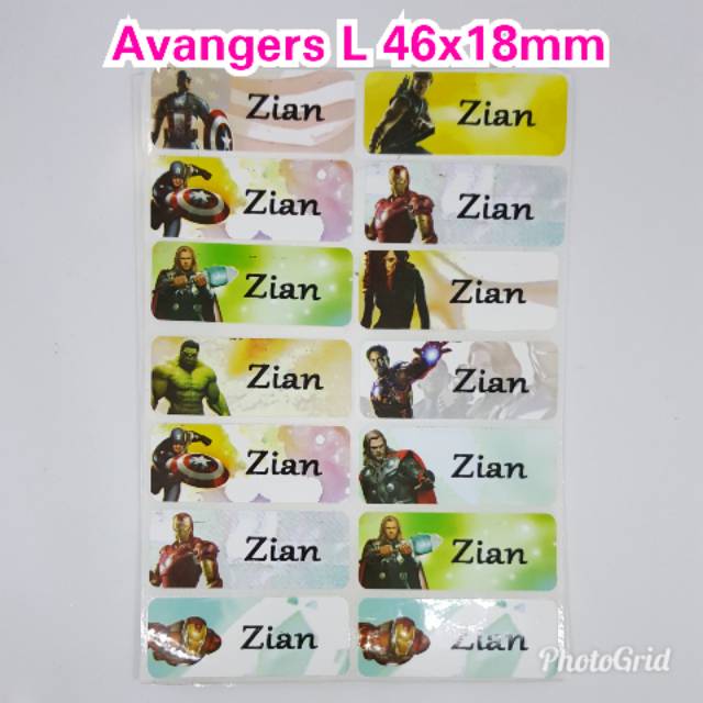 Jual label nama AVENGERS ANVANGERS MARVEL CAPTAIN AMERICA IRIONMAN HULK ...