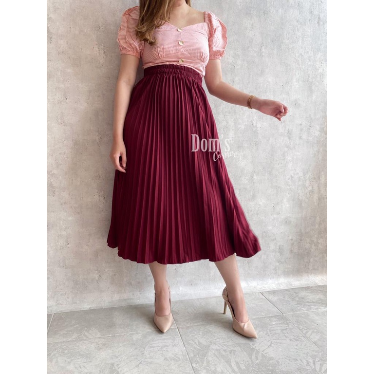Jual Domscorner - Korean flare skirt - rok basic plisket pleats ...