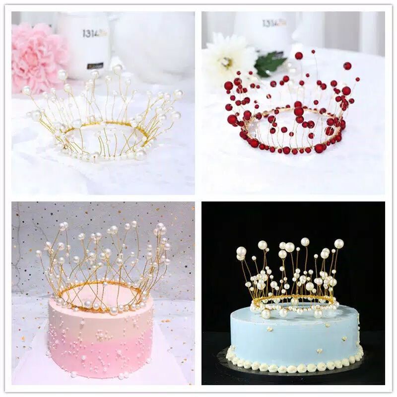 Jual CAKE TOPPER MAHKOTA CROWN PUTIH MUTIARA PEARL PEARLS SILVER RED ...