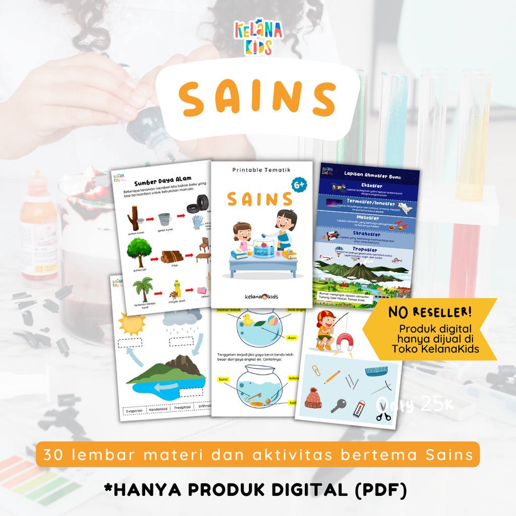 Jual Printable Worksheet Tematik Belajar Sains - 30 Lembar Science ...
