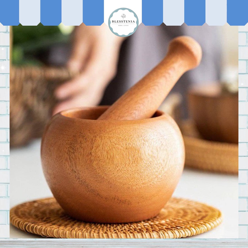 Jual Blesstenia - Lumpang Kayu Cembung Tumbukkan Kayu Kecil Alat Tumbuk ...