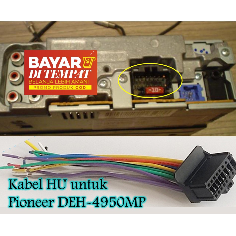 Jual Kabel Head Unit Soket Pioneer DEH P4950MP/ DEH-P4950MP 1 DIN Kabel ...