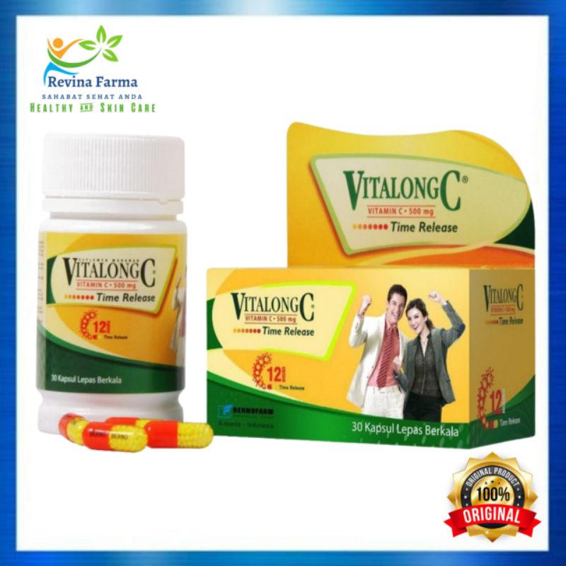 Jual Vitalong C isi 30 Kapsul, Vitamin C 500mg Aman di lambung Vitamin ...