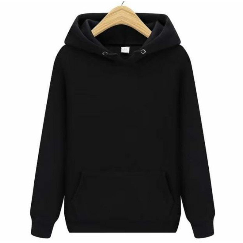 Jual Hoodie POLOS HITAM Jumper/Sweater HITAM POLOS Oblong FLEECE TEBAL ...