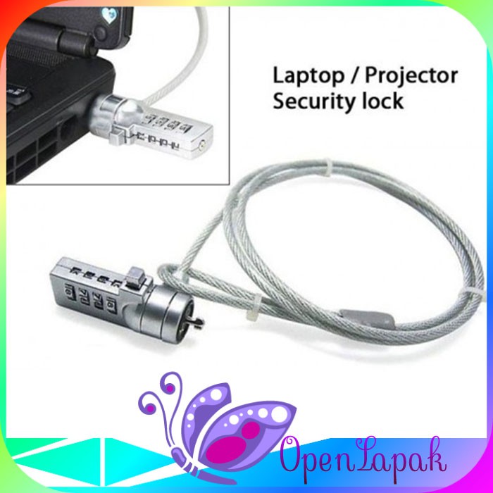 Jual KUNCI Gembok KAWAT Tali PENGAMAN LAPTOP NOTEBOOK Key Security Lock ...