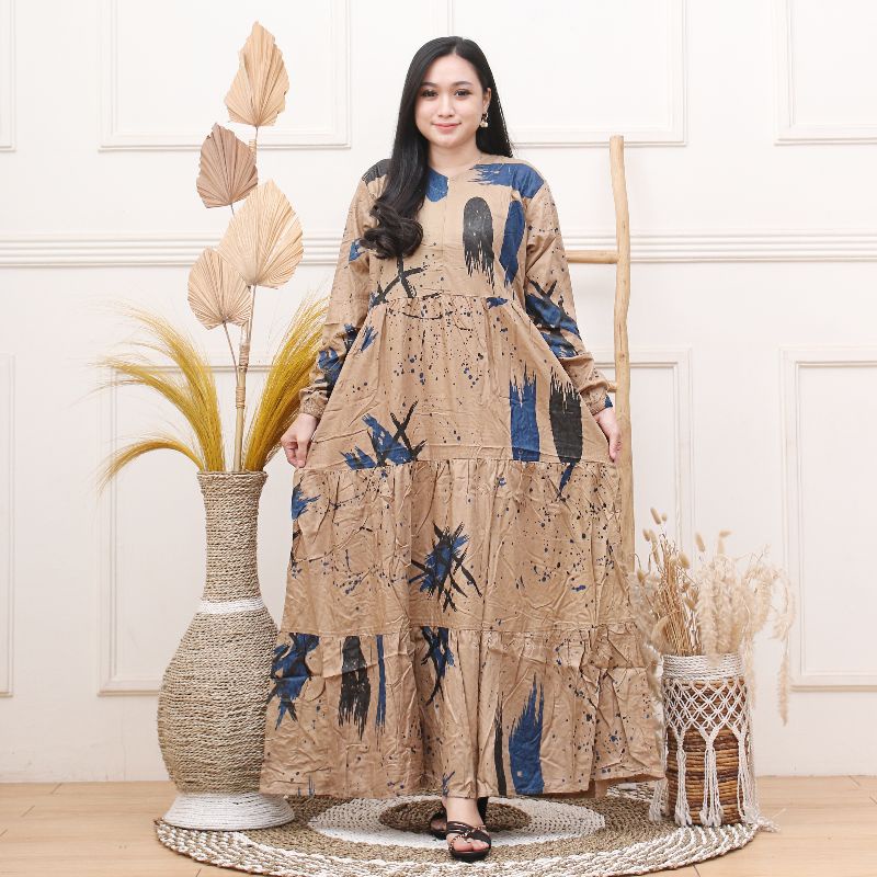 Jual Promo gamis busui rayon motif kekininan tali pinggang & serut ...