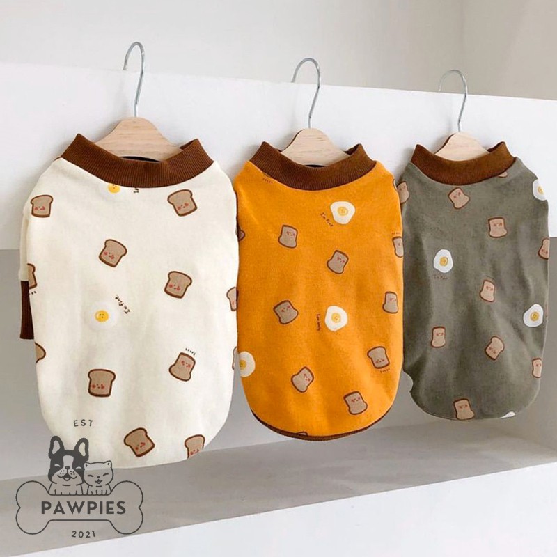 Jual Baju Kaos Anjing Kucing Motif Telur Roti Dengan Lengan Dog Cat Pet ...