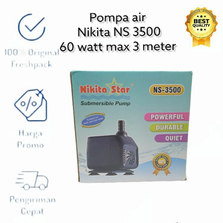 Jual Pompa Nikita Star NS 3500 NS3500 Pompa celup Aquarium /kolam ikan/ hidroponik | Shopee ...