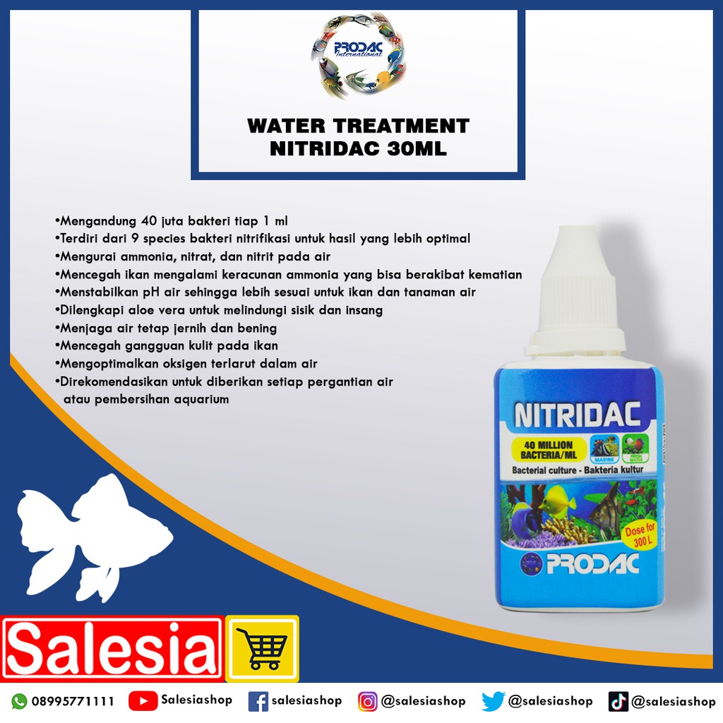 Jual WATER TREATMENT PRODAC NITRIDAC 30 ML BAKTERI STARTER PENGURAI ...