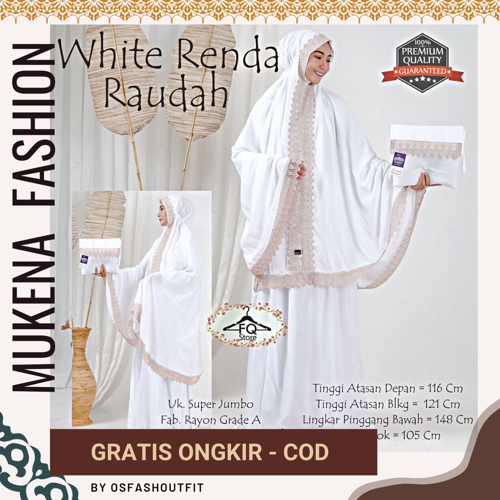 Jual Mukenah Dewasa Putih Jumbo Bahan Rayon Adem Free Tas | Mukena ...