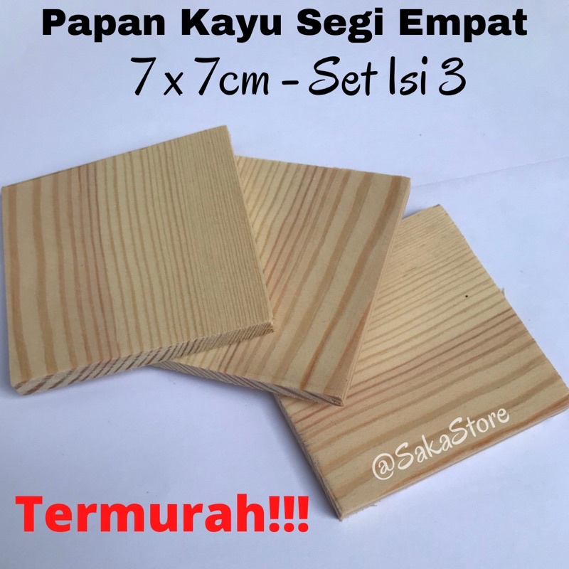 Jual Papan Kayu Segiempat 7 x 7cm - Set Isi 3| Papan Kayu Segiempat ...