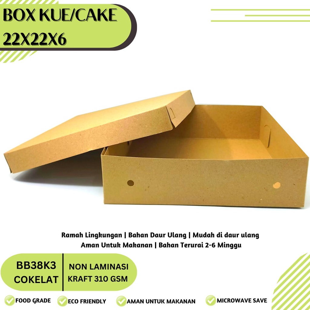 Jual Dus Nasi 22x22x6 Box Nasi Dus Catering (BB38K3-Non Laminasi ...