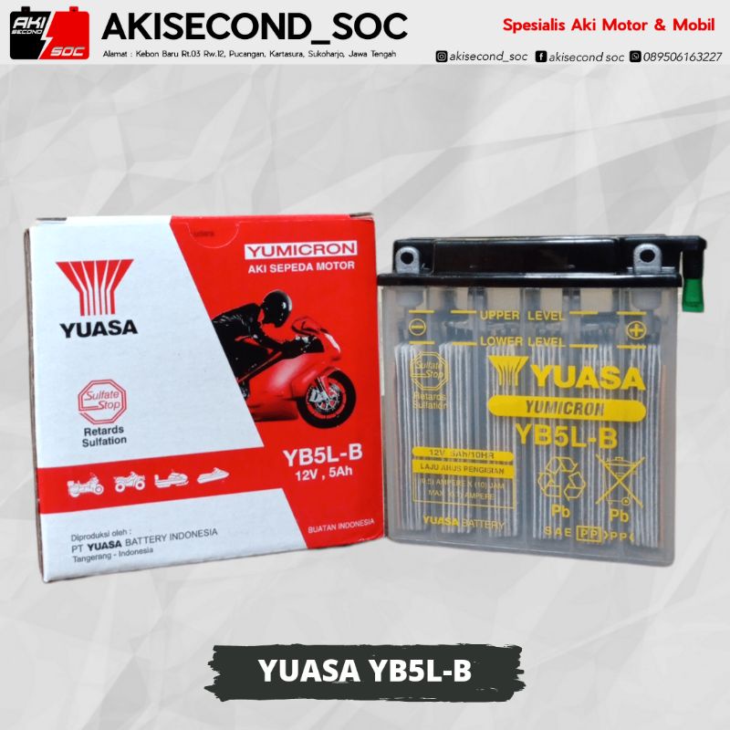 Jual AKI YUASA BASAH YB5L-B original FIZ R/GRAND SERIES/MP PRIMUS/SUPRA 100 | Shopee Indonesia