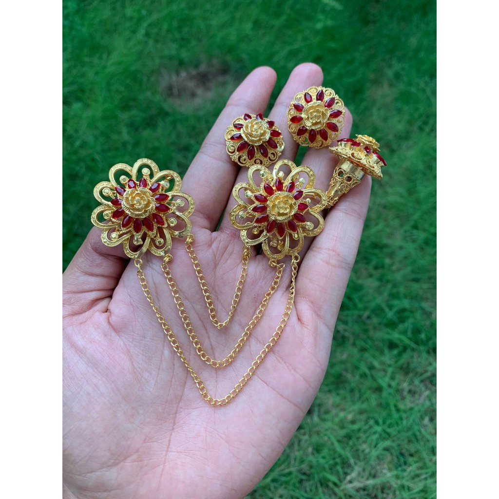 Jual bros alpaka bali set kebaya motif kancing kerly padi | Shopee ...