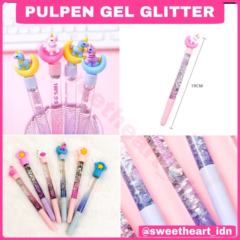Jual PULPEN GEL GLITTER / PULPEN LUCU KARAKTER | Shopee Indonesia