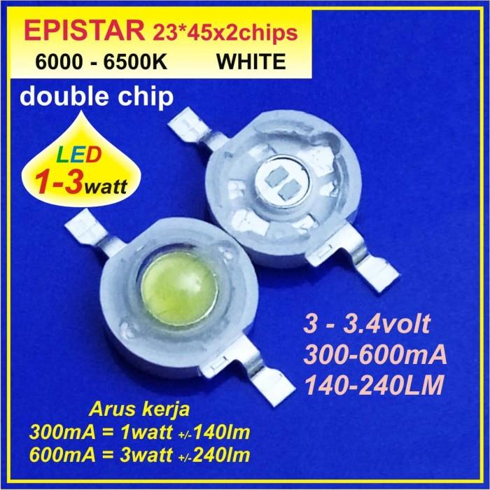 Jual HPL 1W / HPL 3W / High Power LED 3 Watt White 2 chips EPISTAR ...