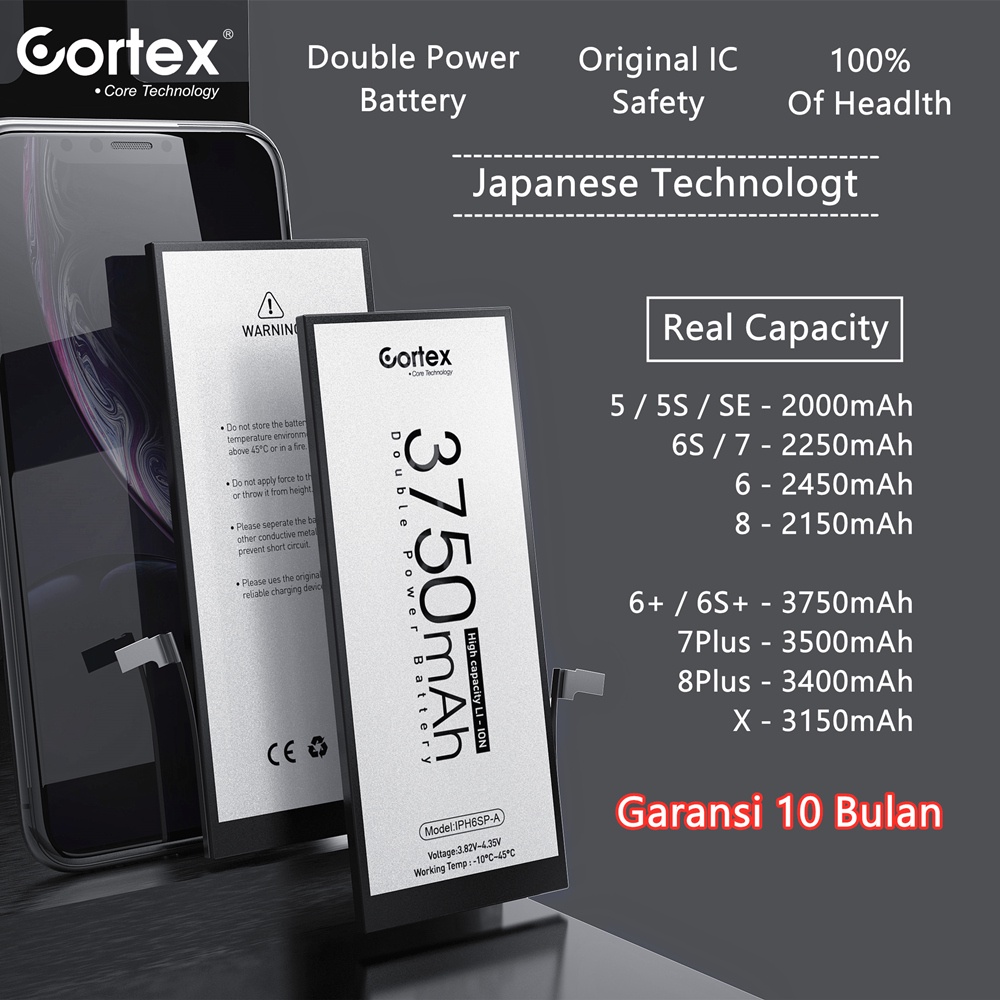 Jual Cortex double Power Baterai iphone High Capacity Batrai battery 5G ...