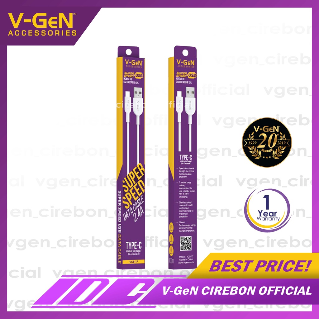 Jual Kabel Type C V-GeN VCB-17 2.4A Fast Charging 1 Meter | Shopee ...