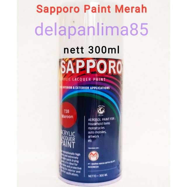 Jual Sapporo Paint Maroon 738/Merah Maron/cat semprot/pylox/pylok/pilok ...