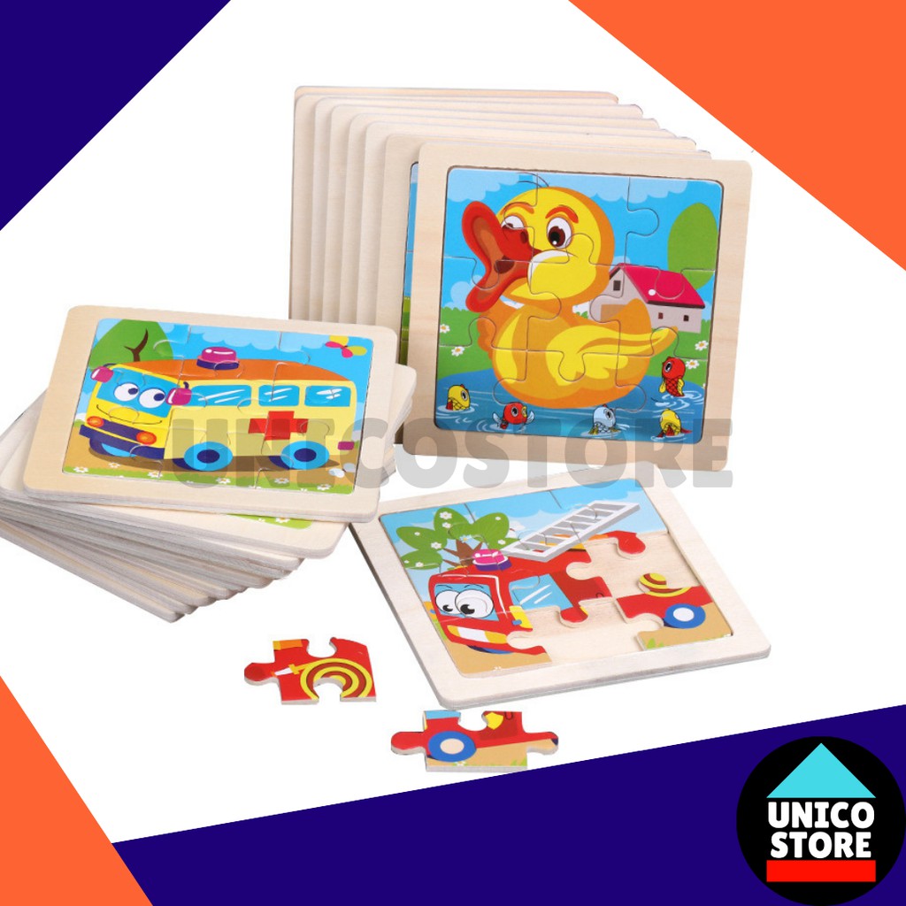 Jual Mini wooden puzzle kayu anak mainan edukasi jigsaw | Shopee Indonesia