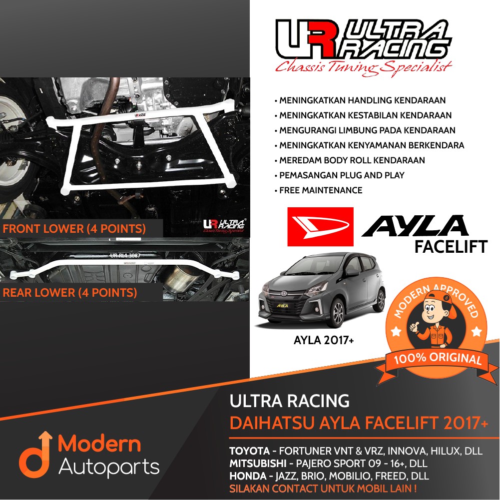Jual PAKET Stabilizer Ultra Racing Ayla 17+ Front Lower & Rear Lower ...