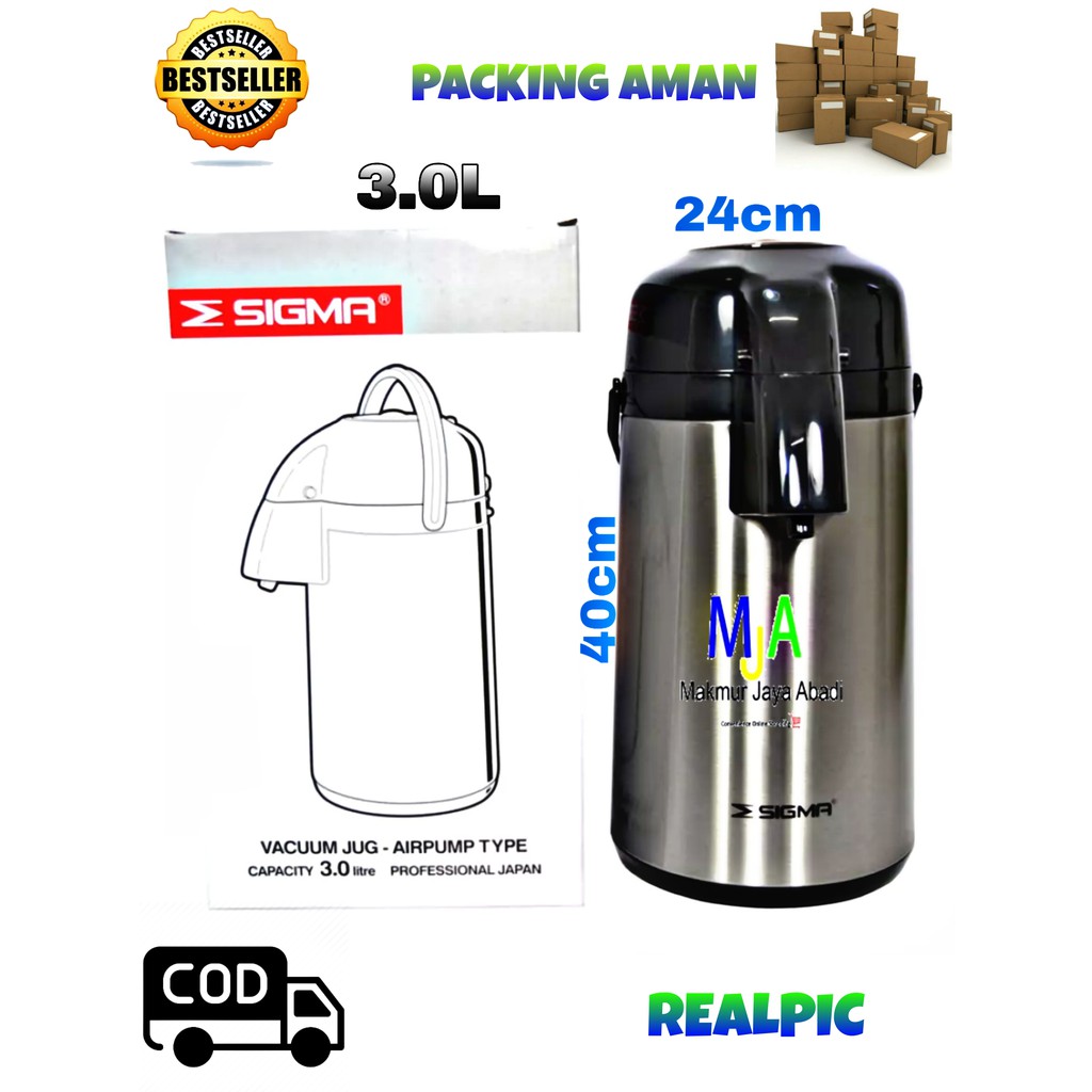 Jual ( BISA COD ) PROMO SIGMA Termos Vacuum Jug Termos Pompa Stainless ...