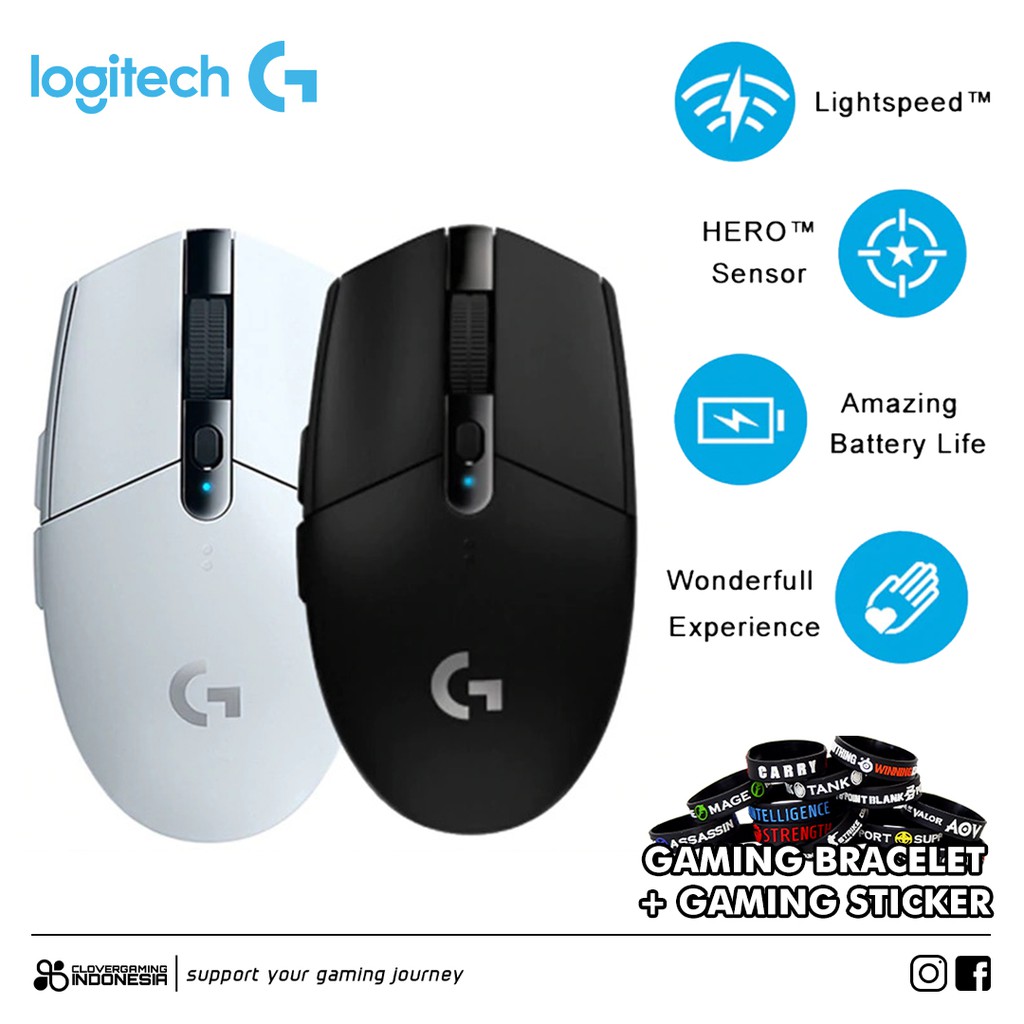 Jual Logitech Mouse G304 Wireless Gaming Mouse G-304 G 304 Black White ...