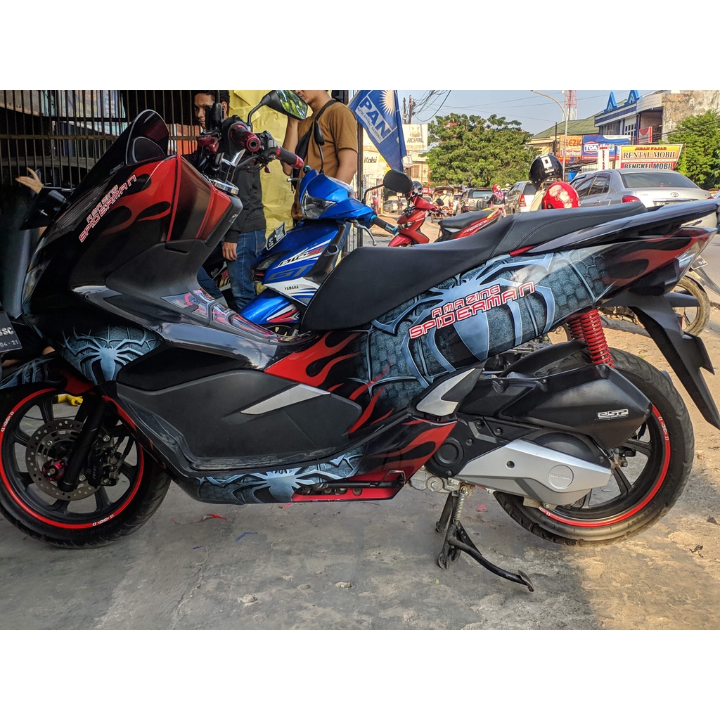 Jual Stiker PCX OLD Decal Full Body PCX OLD Premium Black-Red Spiderman ...