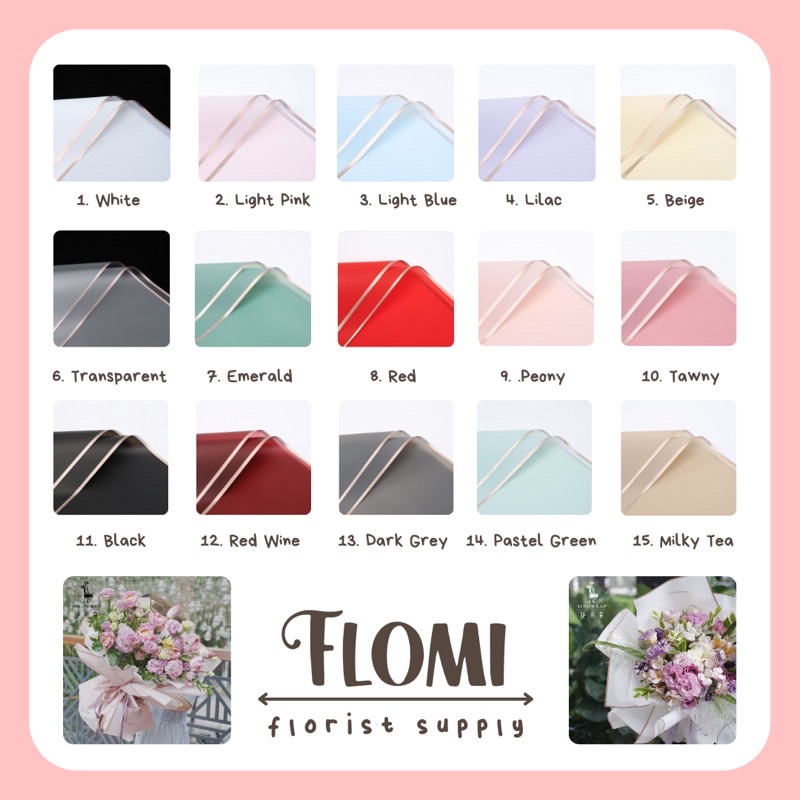 Jual Flower Wrapping Paper SINOWRAP Gold Frame / 20 lembar / Wrapping ...