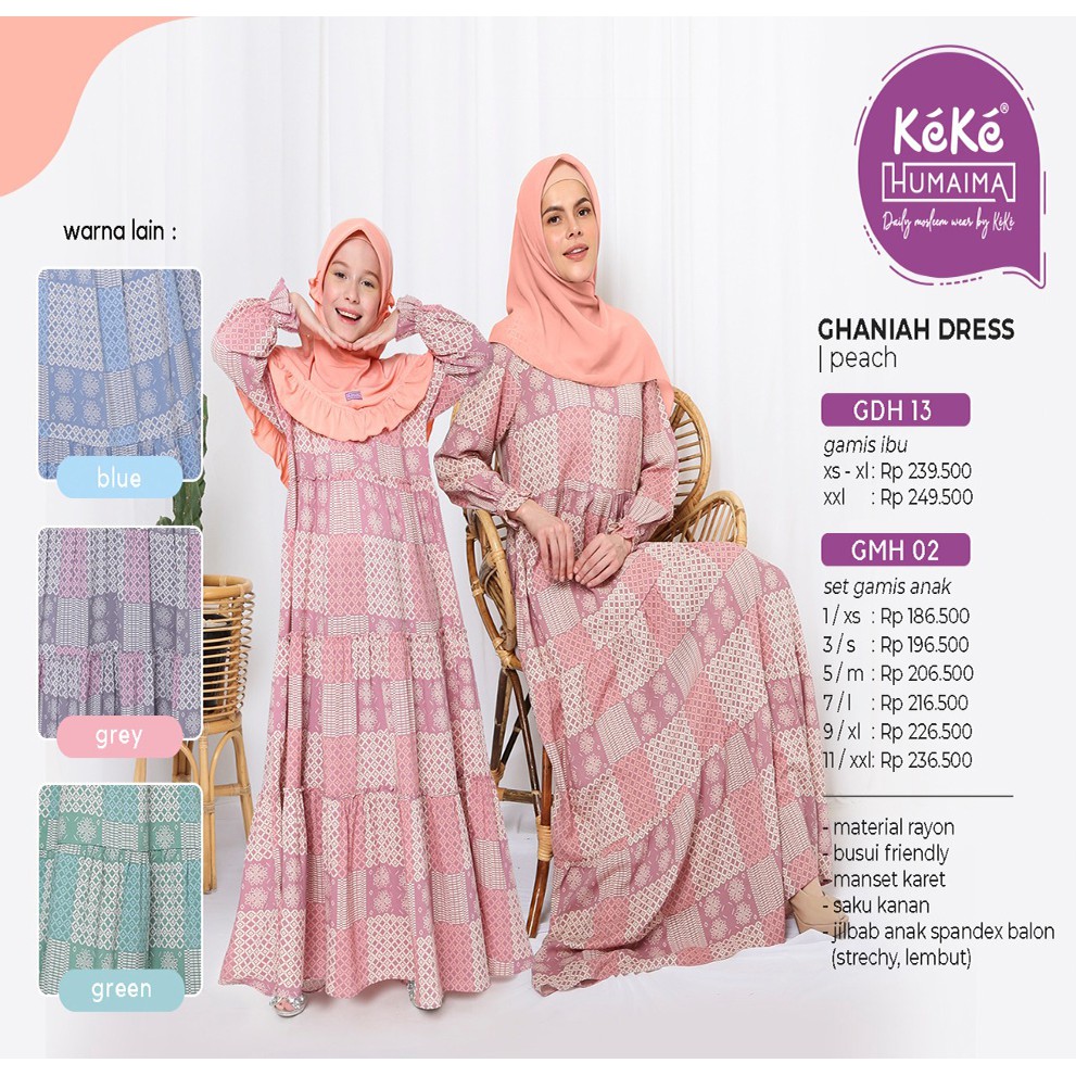 Jual Busana_Keke ~ Gamis Keke Humaima Ibu & Anak Terbaru GDH 13 By Keke ...