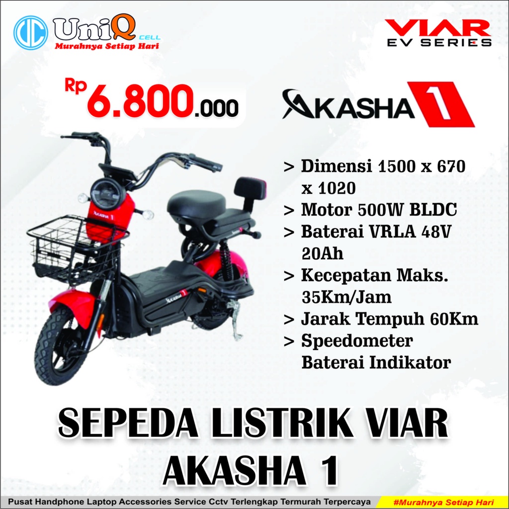 Jual SEPEDA LISTRIK VIAR TIPE AKASHA 1 BERKUALITAS DAN TERJAMIN ...