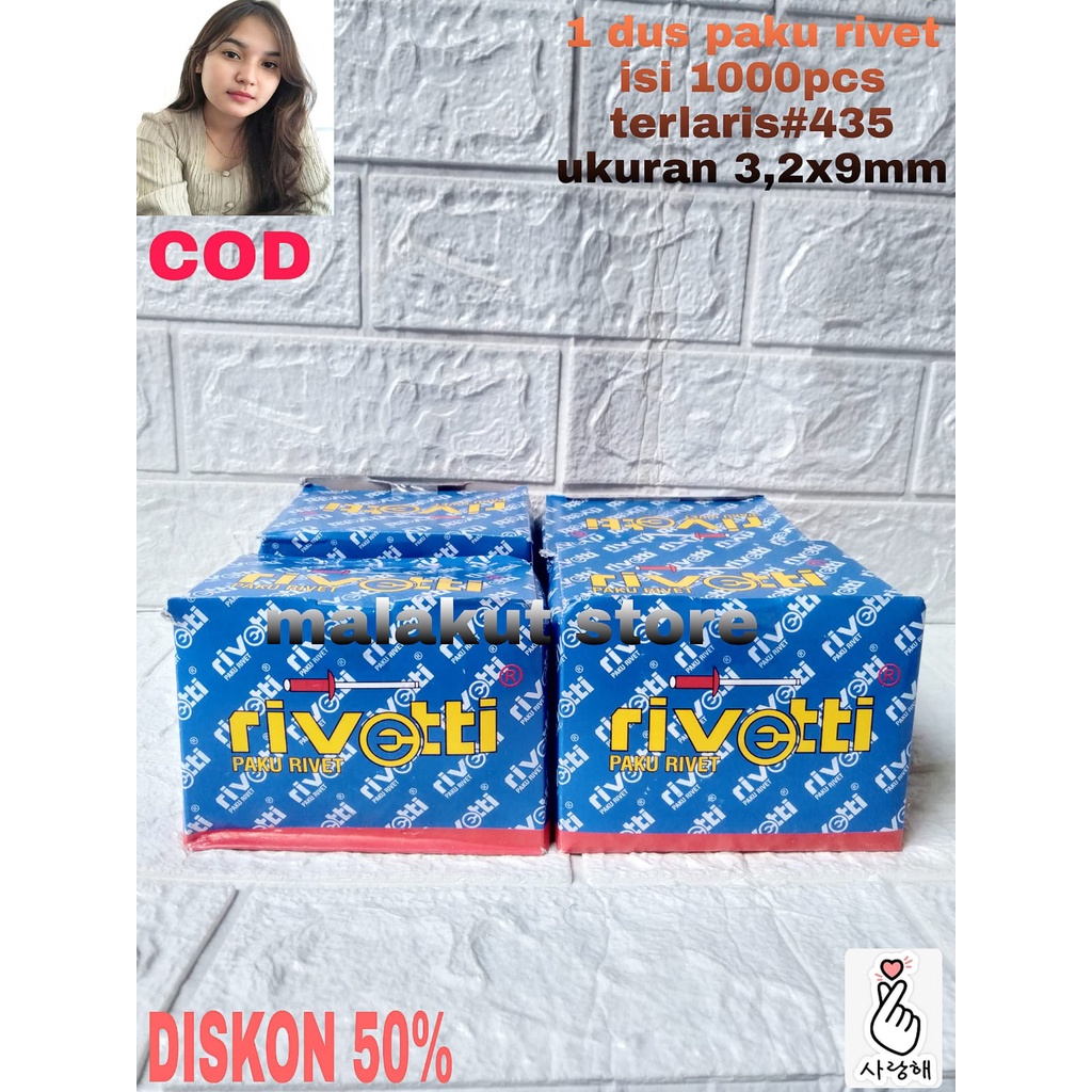 Jual 1 dus paku ripet isi 1000 paku rivet isi 1000pcs 435 3.2x9m blind ...