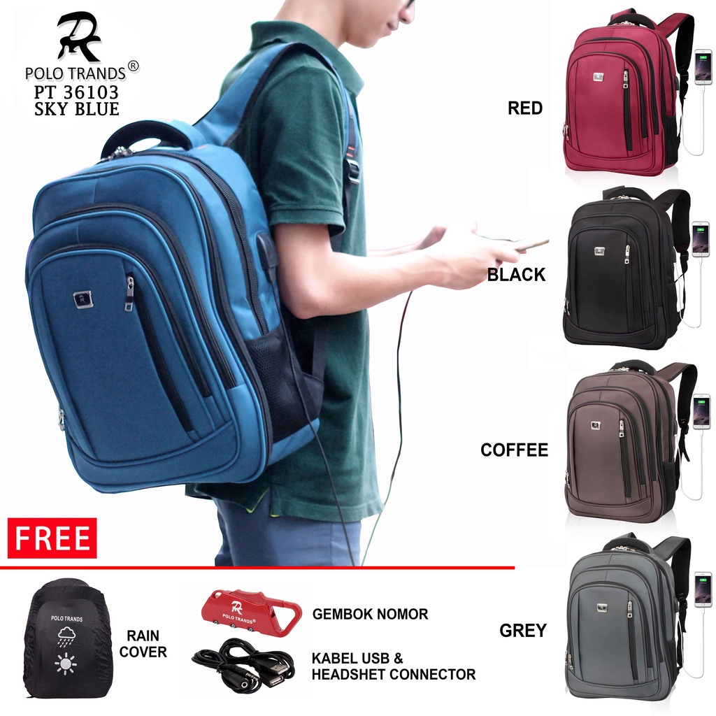 Jual Tas Polo Trands Bonus Gembok Rain Cover Tas Ransel Laptop ...