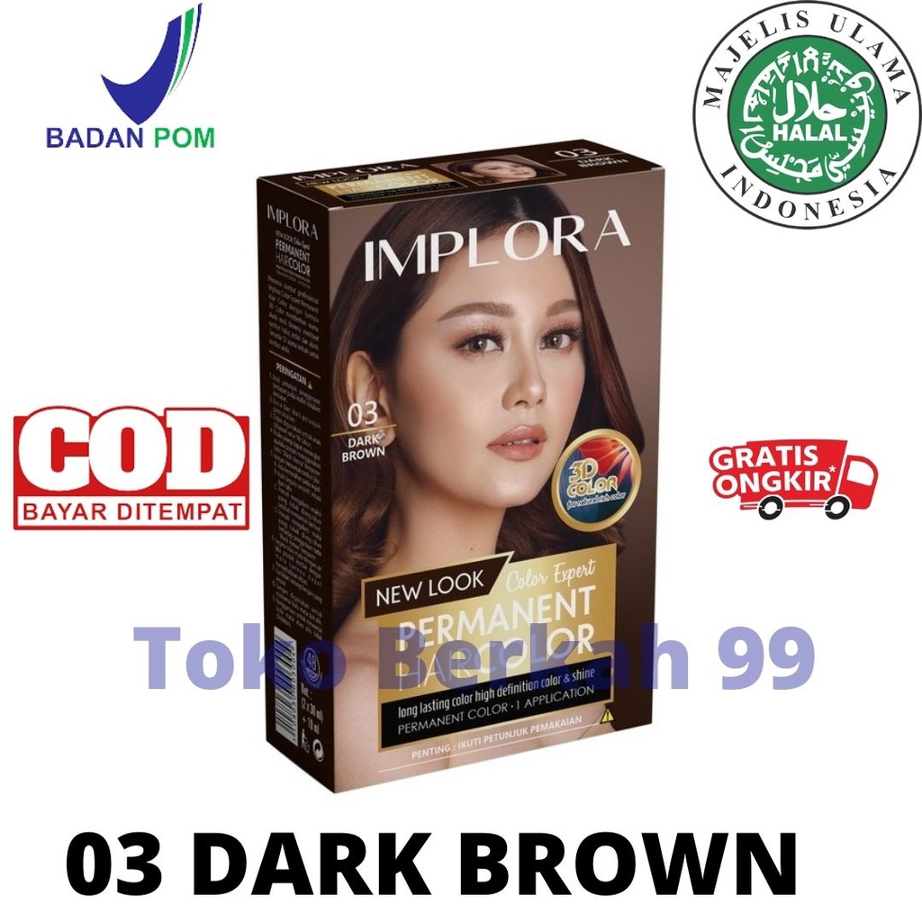 Jual Implora Permanent Hair Color 03 DARK BROWN | Pewarna Rambut | CAT ...