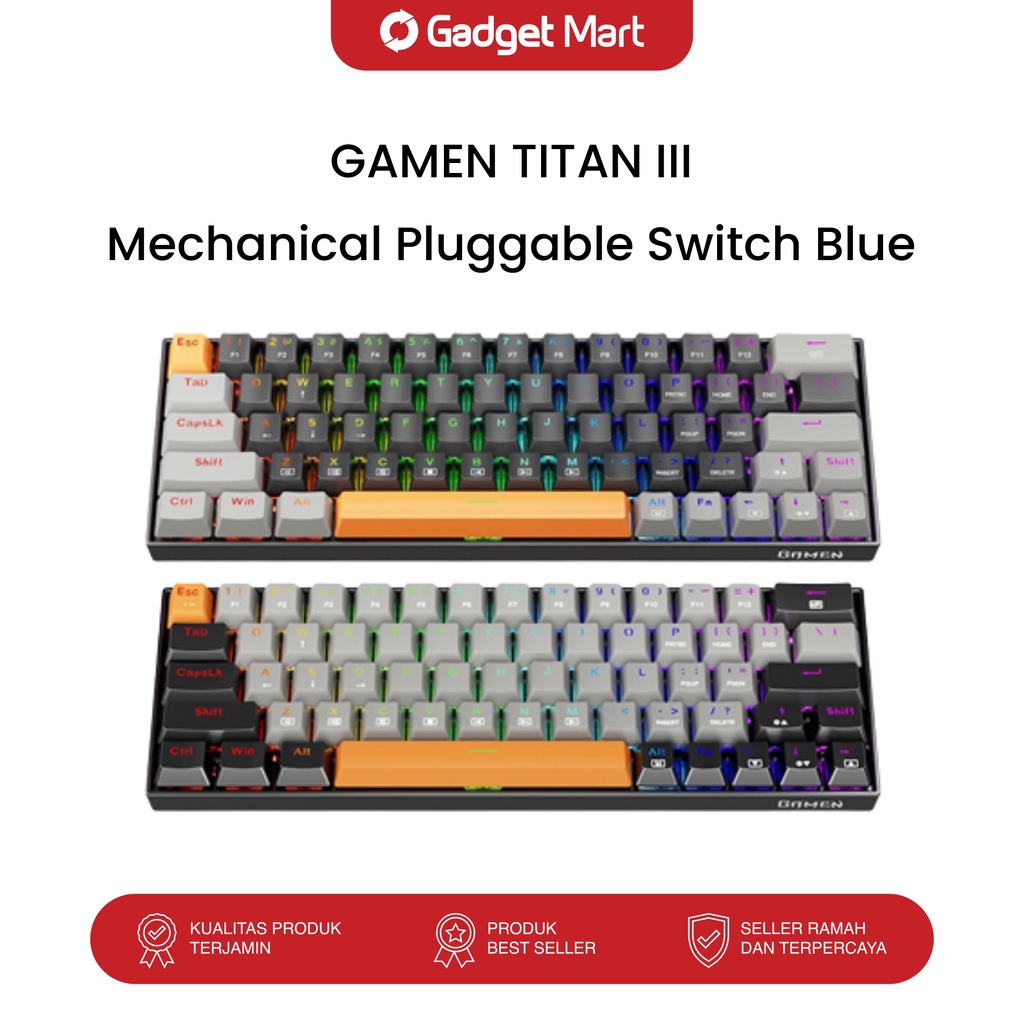 Jual Gaming Keyboard Wired GAMEN Titan III Mechanical Pluggable Switch ...