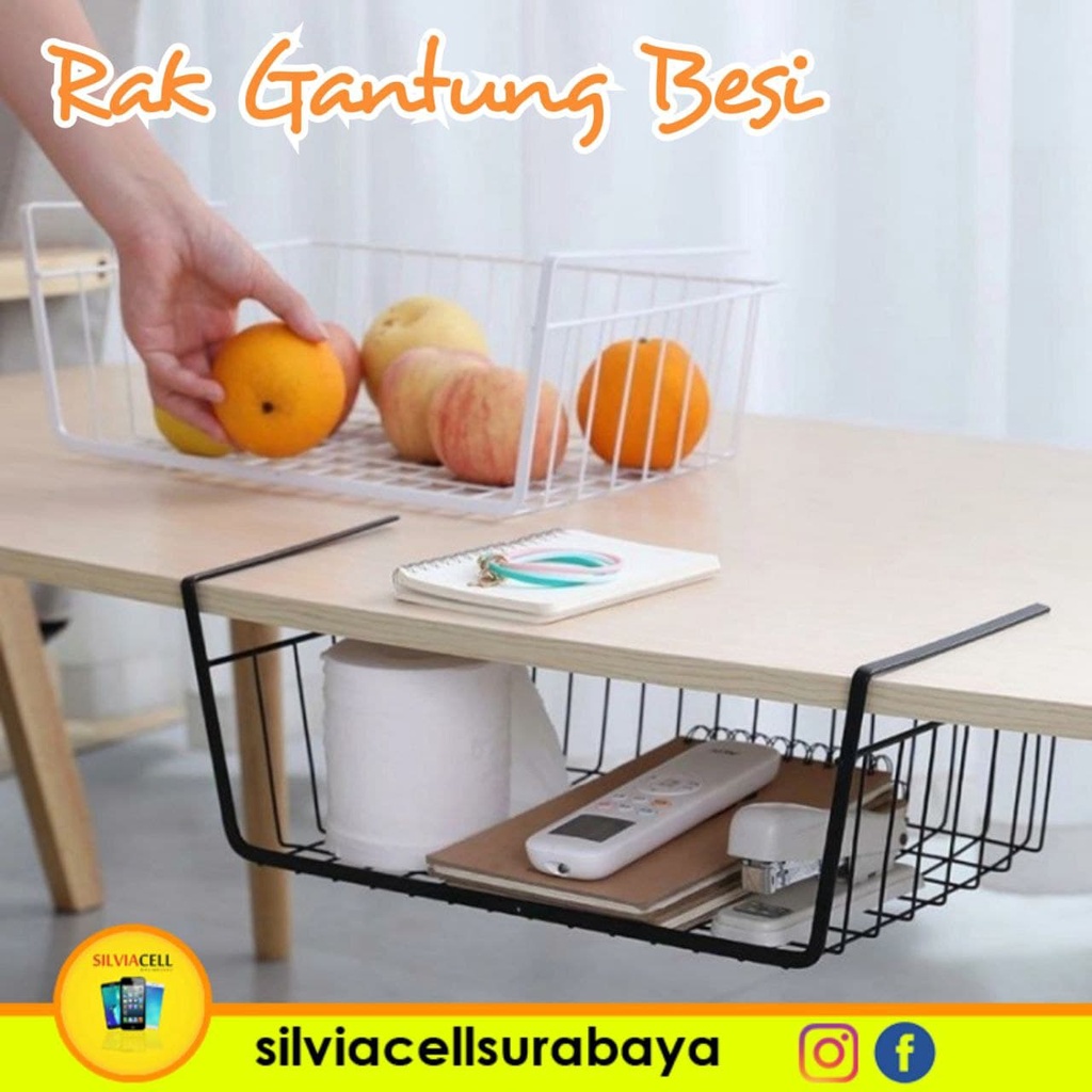 Jual Hanging Storage Portable Rak Bawah Meja Gantung Bahan Besi Sliding ...