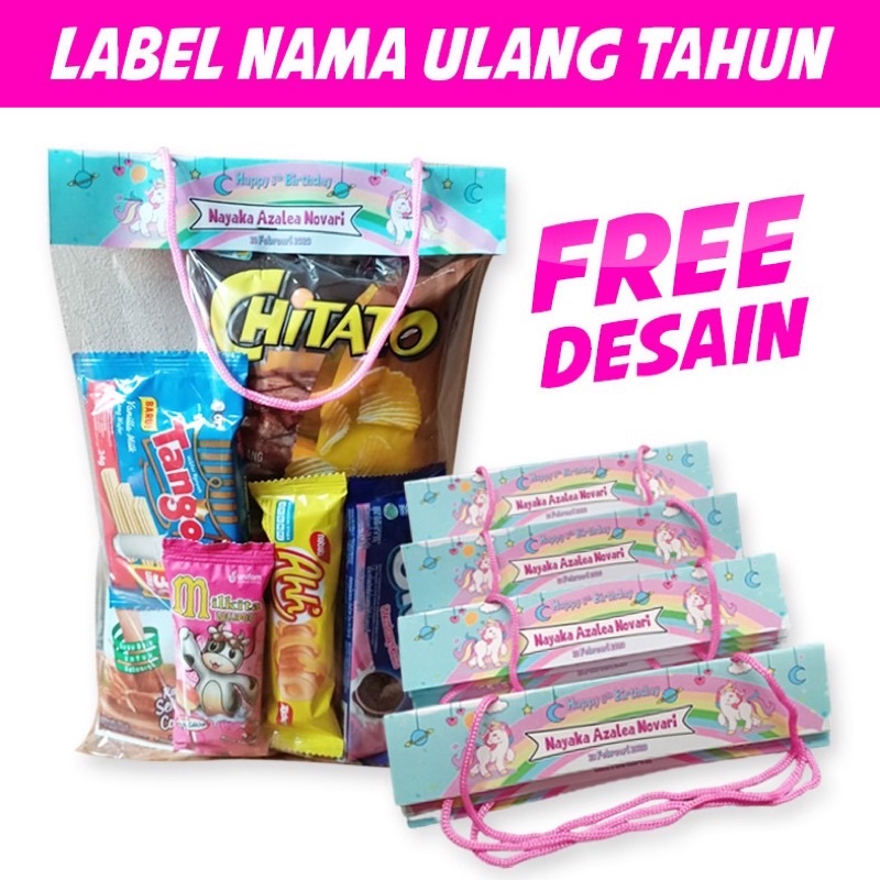 Jual LABEL SNACK Lengkap Tali & Plastik Custom Free Desain | Shopee ...
