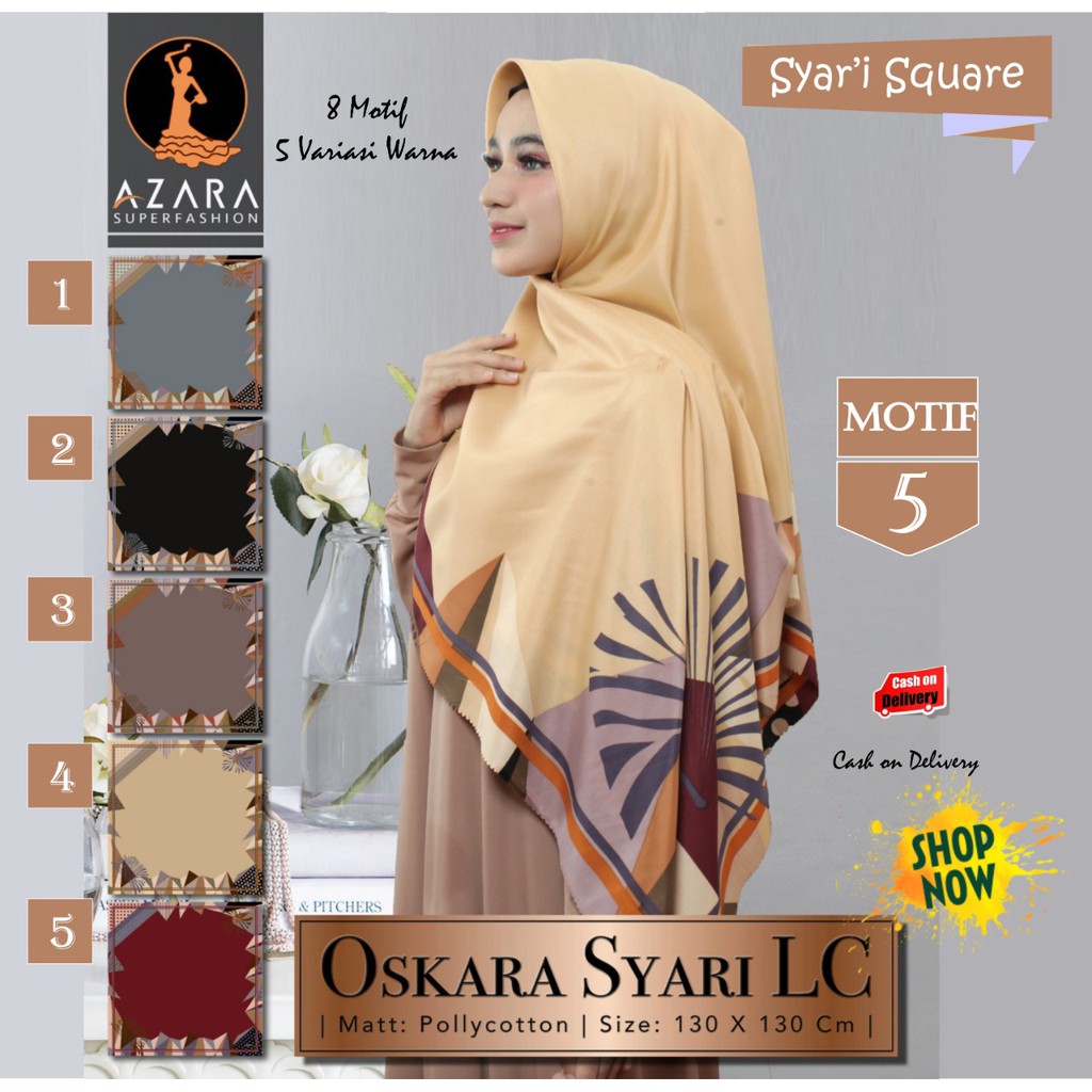 Jual Jilbab Segi Empat Oskara Syari Laser Cut Motif 5 by Azara Scarf ...