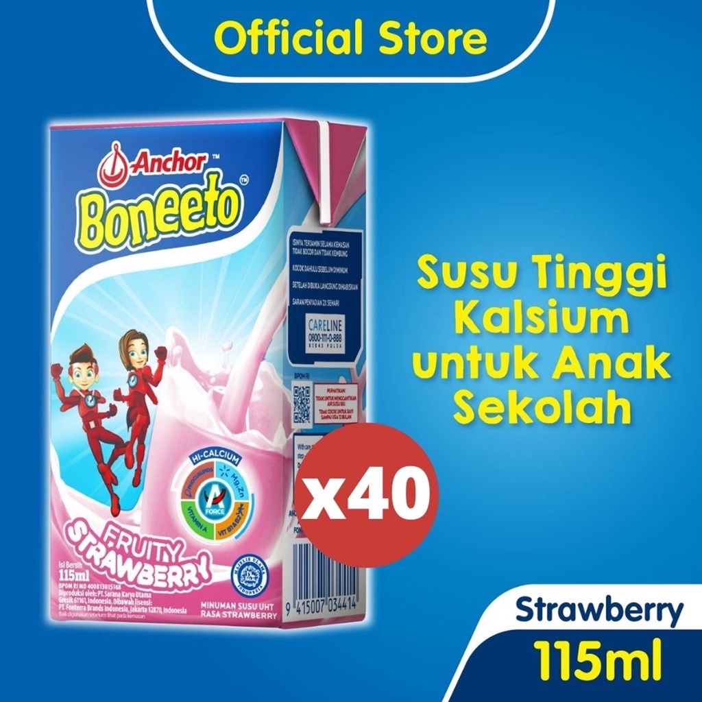 Jual Boneeto Susu UHT Stawberi 40 x 115 mL | Shopee Indonesia