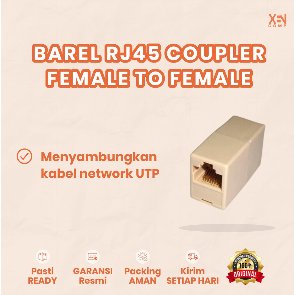 Jual BAREL RJ45 / BARREL CONNECTOR RJ45 COUPLER FEMALE TO FEMALE ...
